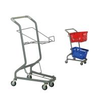 China High Quality Metal Wire Shopping Cart Hot Selling Double Basket Shopping Cart Trolley for sale