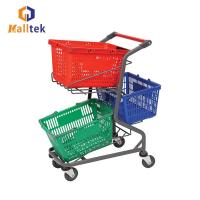 China Three Baskets Factory Wholesale Cheap Price Market Shopping Double Layers Hand Basket Trolley Cart  Customized for sale