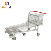 China Heavy Duty Warehouse 5 Wheels Hand Push Metal Supermarket Transport Trolley Cart for sale