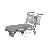 China Heavy Duty Warehouse 5 Wheels Hand Push Metal Supermarket Transport Trolley Cart for sale