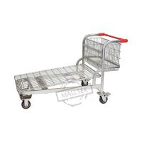 China Heavy Duty Warehouse 5 Wheels Hand Push Metal Supermarket Transport Trolley Cart for sale
