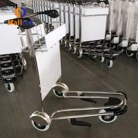 China Airport Luggage Trolley Stainless Steel Airport Baggage Cart With Handle Brake for sale