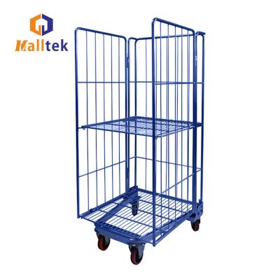 China Heavy Duty Merchandiser 3 Doors Logistic Trolley Supermarket Transport Roll Container for sale