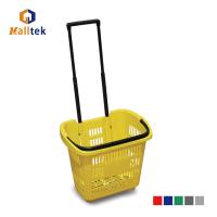 China Customized Telescopic Handle Rolling Supermarket Shopping Trolley Basket With Two Wheels for sale