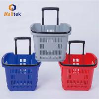 China Customized Telescopic Handle Rolling Supermarket Shopping Trolley Basket With Two Wheels for sale