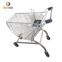 China Fan Shaped V  Type Foot Metal Shopping Trolley Cart For Supermarket for sale