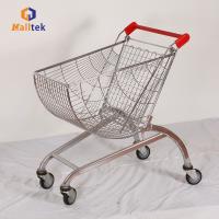 China Fan Shaped V  Type Foot Metal Shopping Trolley Cart For Supermarket for sale