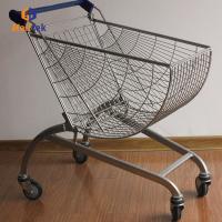 China Fan Shaped V  Type Foot Metal Shopping Trolley Cart For Supermarket for sale