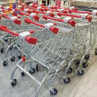 China Fan Shaped V  Type Foot Metal Shopping Trolley Cart For Supermarket for sale