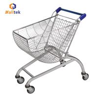 China Fan Shaped V  Type Foot Metal Shopping Trolley Cart For Supermarket for sale
