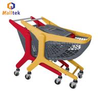 China 80 Liter/80 Kgs Fan Shaped Plastic Shopping Trolley Cart For Supermarket for sale