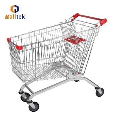 China 5 Inch PU Wheels 180L Supermarket Trolly European Metal for sale