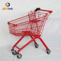 China 80L European Metal Supermarket Cart With 4 Inch PU Wheels for sale
