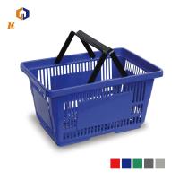 China Blue / Red / Green Popular Handbasket Supermarket Plastic Shopping Basket Logo Custom for sale