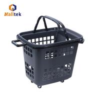 China Durable Popular Handle Rolling Shopping Baskets With PU Wheels For Supermarket for sale