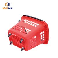 China Durable Popular Handle Rolling Shopping Baskets With PU Wheels For Supermarket for sale