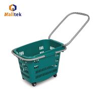 China 55L Shopping Mall Rolling Baskets With 4 Wheels For Retail Stores for sale