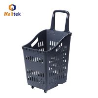 China 60L Large Capacity Plastic Shopping Basket With Ergonomic Handle for sale