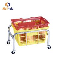 China Popular 4 Wheel 2-Inch Caster Stacked Basket Holder Shopping Basket Bracket Supermarkets for sale