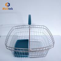 China Popular Cosmetics Shop Wire Metal Grocery Shopping Basket With Plastic Tray for sale