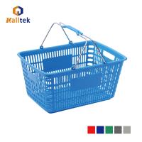 China Supermarket Shopping Made Easy HDPP Plastic Hand Basket Double Handles for sale
