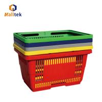 China Popular Double Handle HDPP Hand Basket Plastic Shopping Basket For Retail Stores for sale