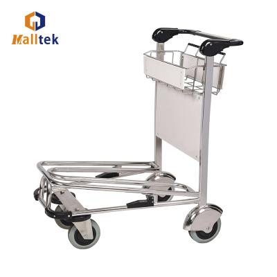 China Stainless Steel Airport Trolley Load 250KG 2 Tier 4 Wheels With Brakes for sale