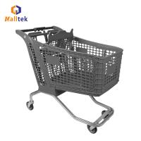 China 180L Half Plastic Supermarket Shopping Trolley With Metal Base Feet For Supermartket for sale
