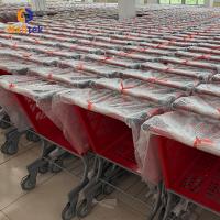 China 180L Half Plastic Supermarket Shopping Trolley With Metal Base Feet For Supermartket for sale