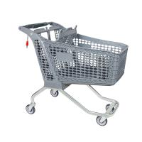 China 180L Half Plastic Supermarket Shopping Trolley With Metal Base Feet For Supermartket for sale