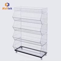 China Customized Supermarket Rolling Metal Wire Container Promotion Mesh Cage With Wheels for sale