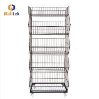 China Customized Supermarket Rolling Metal Wire Container Promotion Mesh Cage With Wheels for sale