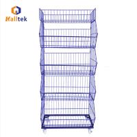 China Customized Supermarket Rolling Metal Wire Container Promotion Mesh Cage With Wheels for sale