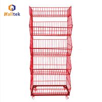China Customized Supermarket Rolling Metal Wire Container Promotion Mesh Cage With Wheels for sale