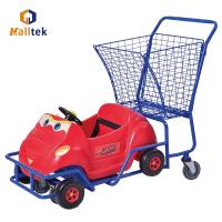 China Cute Plastic Children Supermarket Shopping Trolley With Basket for sale