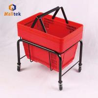 China Black Or Silver Shopping Basket Holder With Four-wheel 2