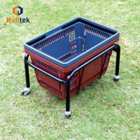 China Black Or Silver Shopping Basket Holder With Four-wheel 2