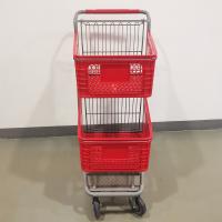 China New Style Two Layers Plastic Supermarket Trolley With 4 PU Wheels for sale