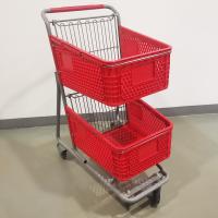 China New Style Two Layers Plastic Supermarket Trolley With 4 PU Wheels for sale