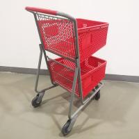China New Style Two Layers Plastic Supermarket Trolley With 4 PU Wheels for sale