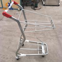 China Pink Metal Supermarket Shopping Trolley With Two Baskets For Retail Grocery Store for sale
