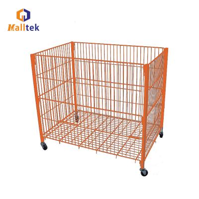 China Custom Promotion cage Capacity Stackable Wire Baskets With Wheels for sale