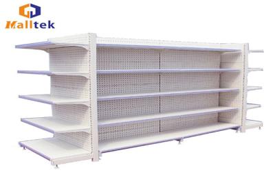 China Perforated Supermarket Gondola Shelving Single Or Double Sided Gondola Display Rack for sale