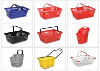 China Plastic Supermarket Shopping Basket Flexible Handheld With Steel Handle for sale