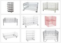 China Folding Steel Stackable Wire Drawers Colorful Durable Wire Stacking Bins for sale