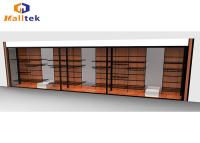 China Stainless Steel Spice Wood Display Rack Wall Mounted Wood Shelving Units For Shops for sale