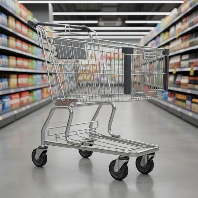 China Power Coated Supermarket Shopping Trolley Featuring Load Capacity 200-250kgs and Zinc Plating Finish Ideal for Retail Stores for sale