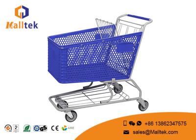 China Commercial Colorful Shopping Basket Trolley Semi Plastic Powder Coating Surface for sale