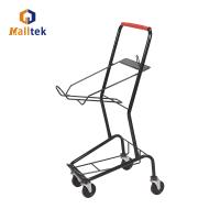 China 2 Tier Supermarket Shopping Trolley Basket Cart with Durable Zinc Powder Coated Finish and Custom Logo Printing for Grocery for sale