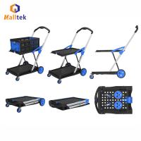 China Folding Double Decker Cart Portable Storage Basket Trolley For Office Warehouse for sale